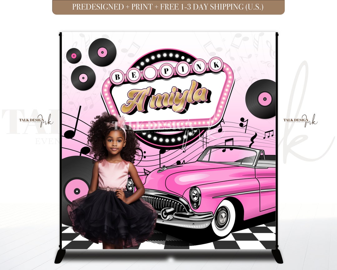 Retro 50s Backdrop Pink Retro Sign Sock Hop Party Backdrop - Etsy