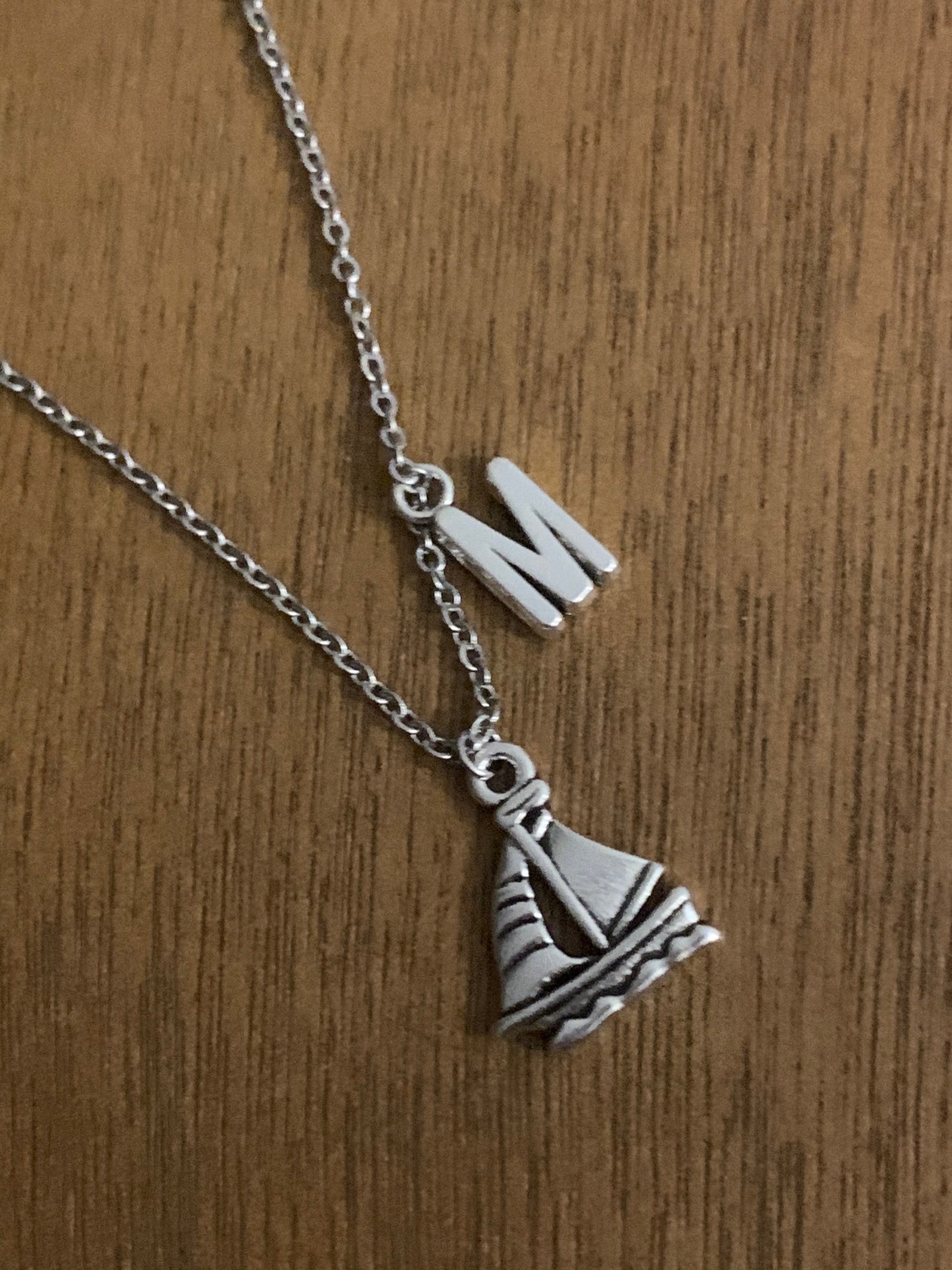 Initial Sailboat Necklace Sail the World Sailboat Charm Sailing Boat ...