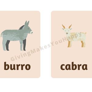14 Educational Spanish Farm Animal Flash Cards • Learn Spanish ...