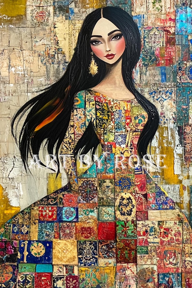 Midel Eastern Woman Painting Wall Art With Cultural Dress - Etsy