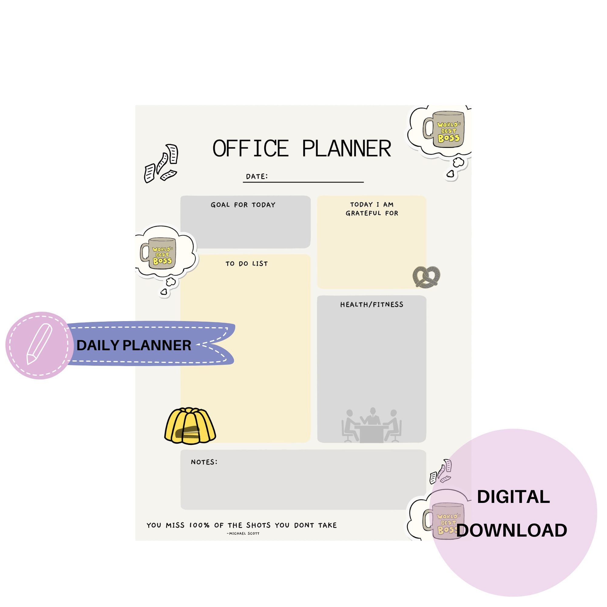 The Office Daily Planner Printable, Digital Download, To-do List ...
