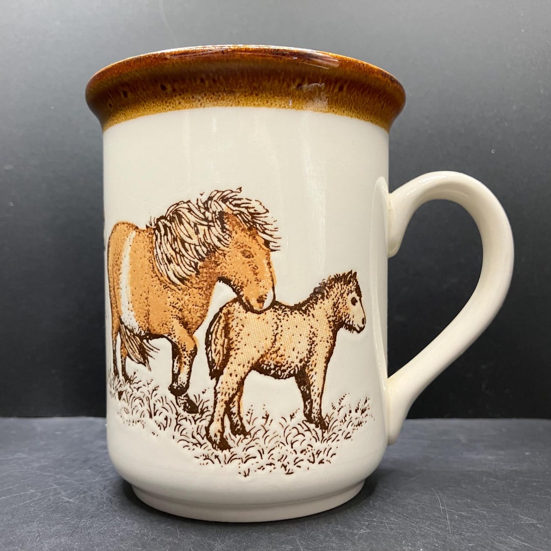 Vintage Biltons Wild Ponies and Foals Embossed Beige and Brown ...