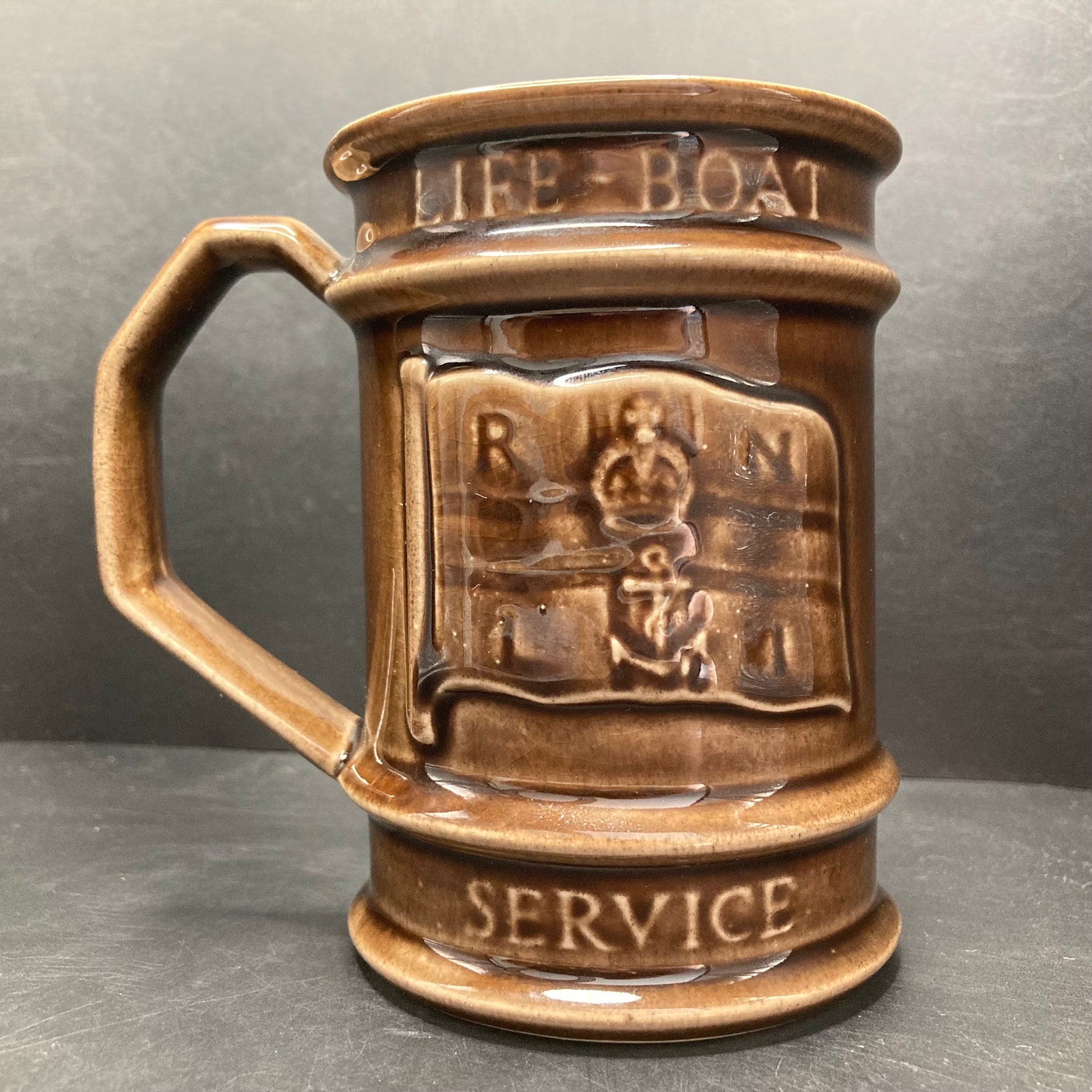 Vintage Holkham RNLI Solent Life-boat Service Contoured Brown Ceramic ...