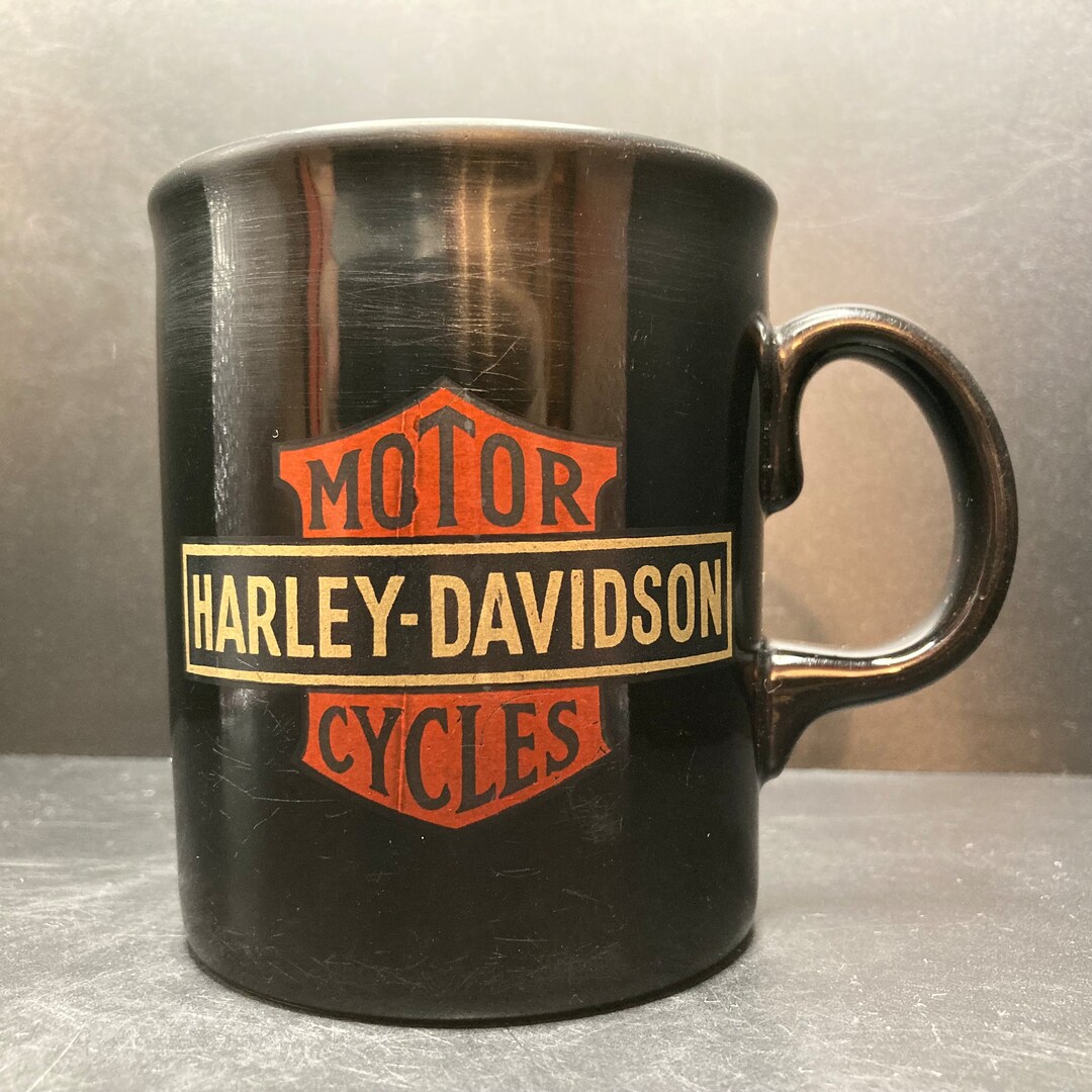 Vintage Harley Davidson Motorcycles Black Ceramic Mug Made in England ...