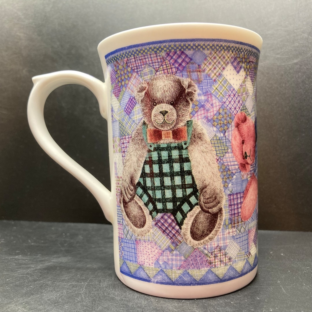 Vintage Kingsbury Patchwork Teddies Fine Bone China Mug Staffordshire ...