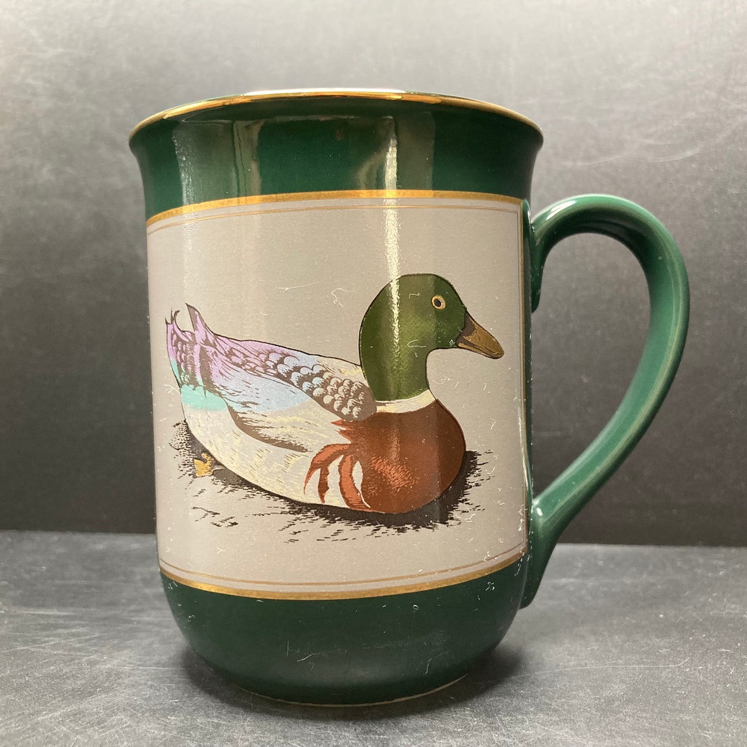 Vintage Otagiri Mallard Duck Green Porcelain Mug Gibson Greetings Inc ...