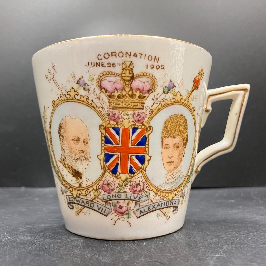 Antique 1902 Edward VII Coronation Bone China SMALL Cup/mug Long Live ...