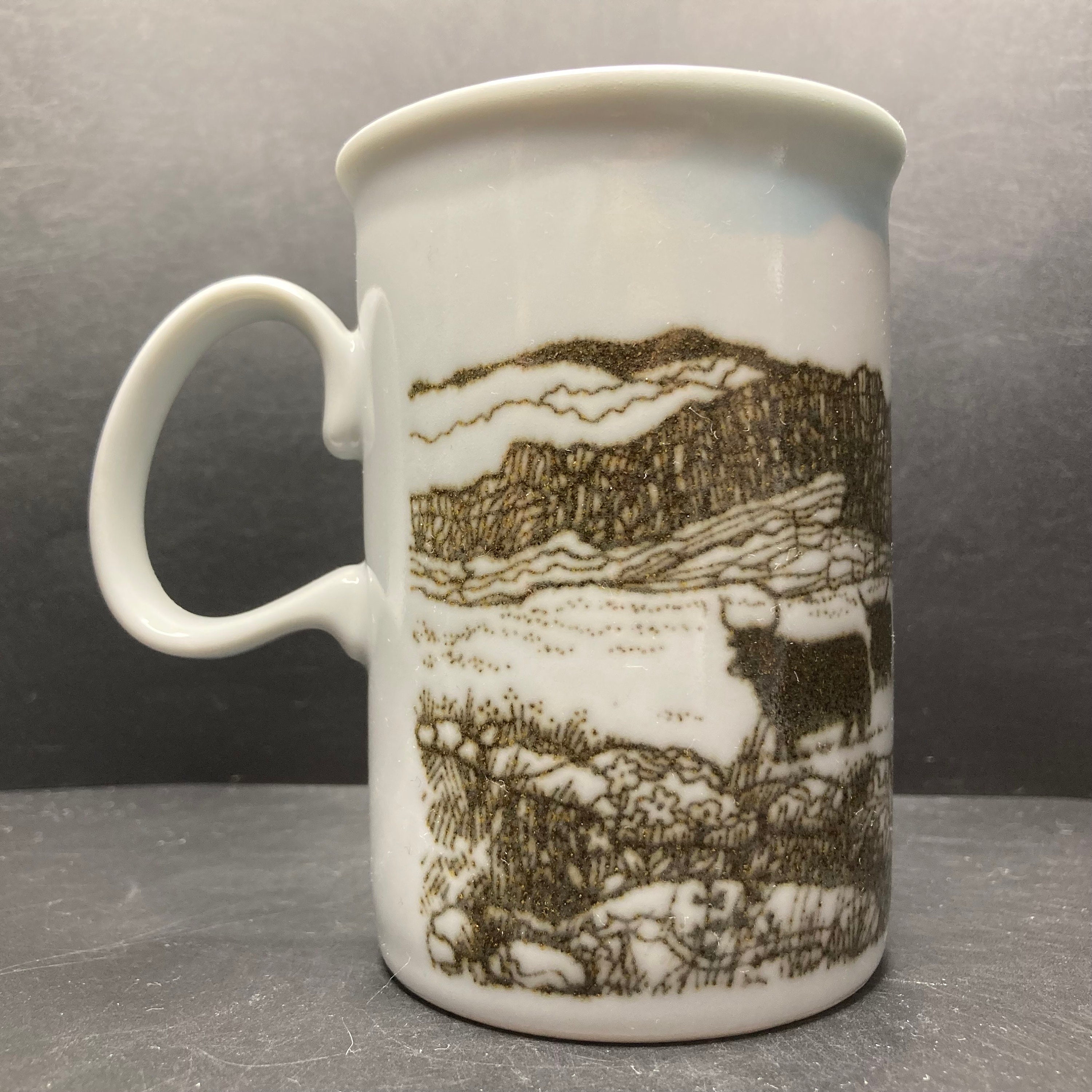 Vintage Dunoon Highland Cattle Mountainside Scene Stoneware Mug Made in ...