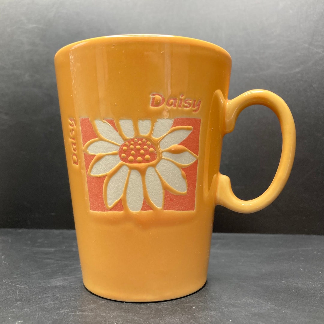 Vintage Just Mugs Daisy Floral Hand Painted Orange Ceramic Mug Made in ...