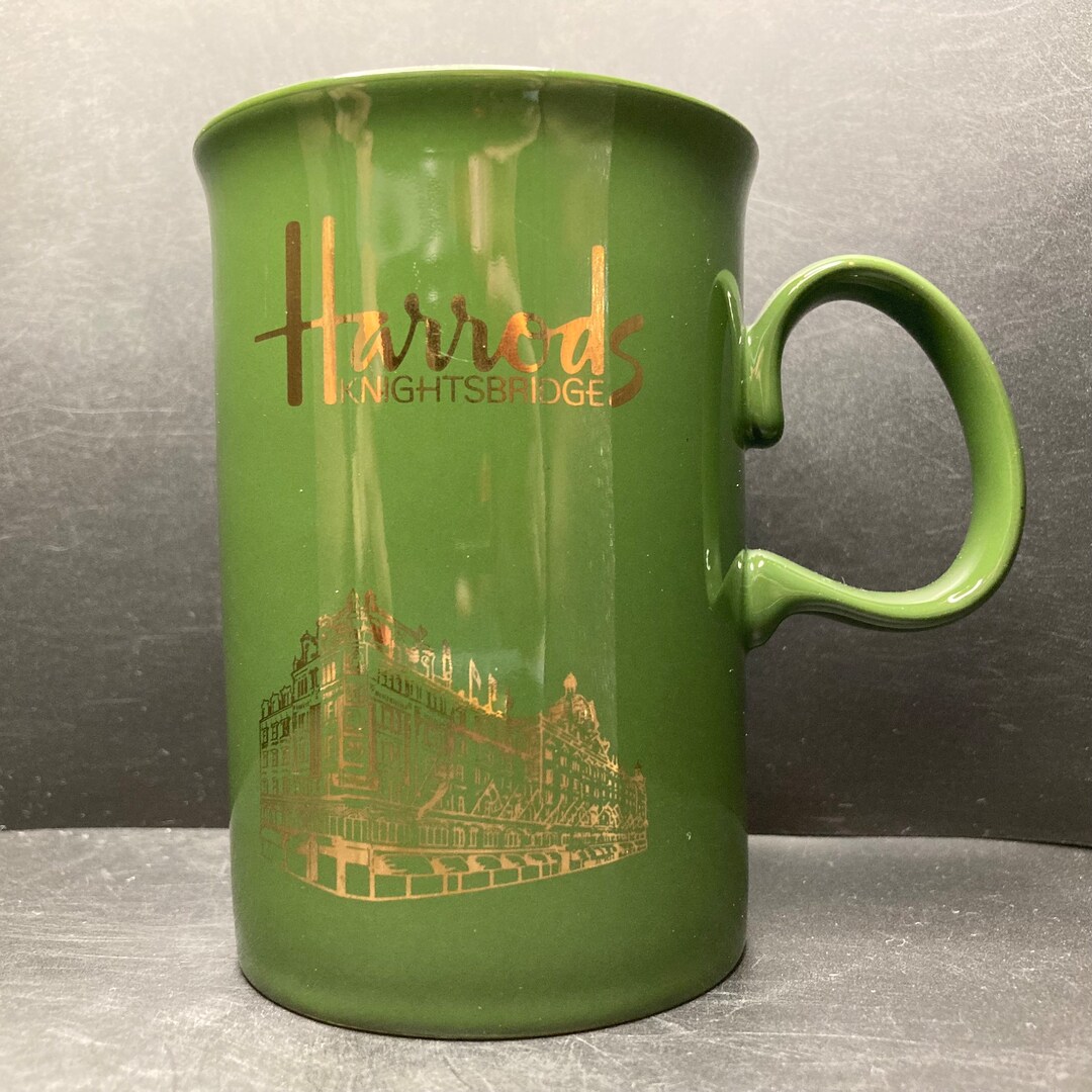 Vintage Harrods Knightsbridge Dark Green & Gold Fine Porcelain Mug Made ...