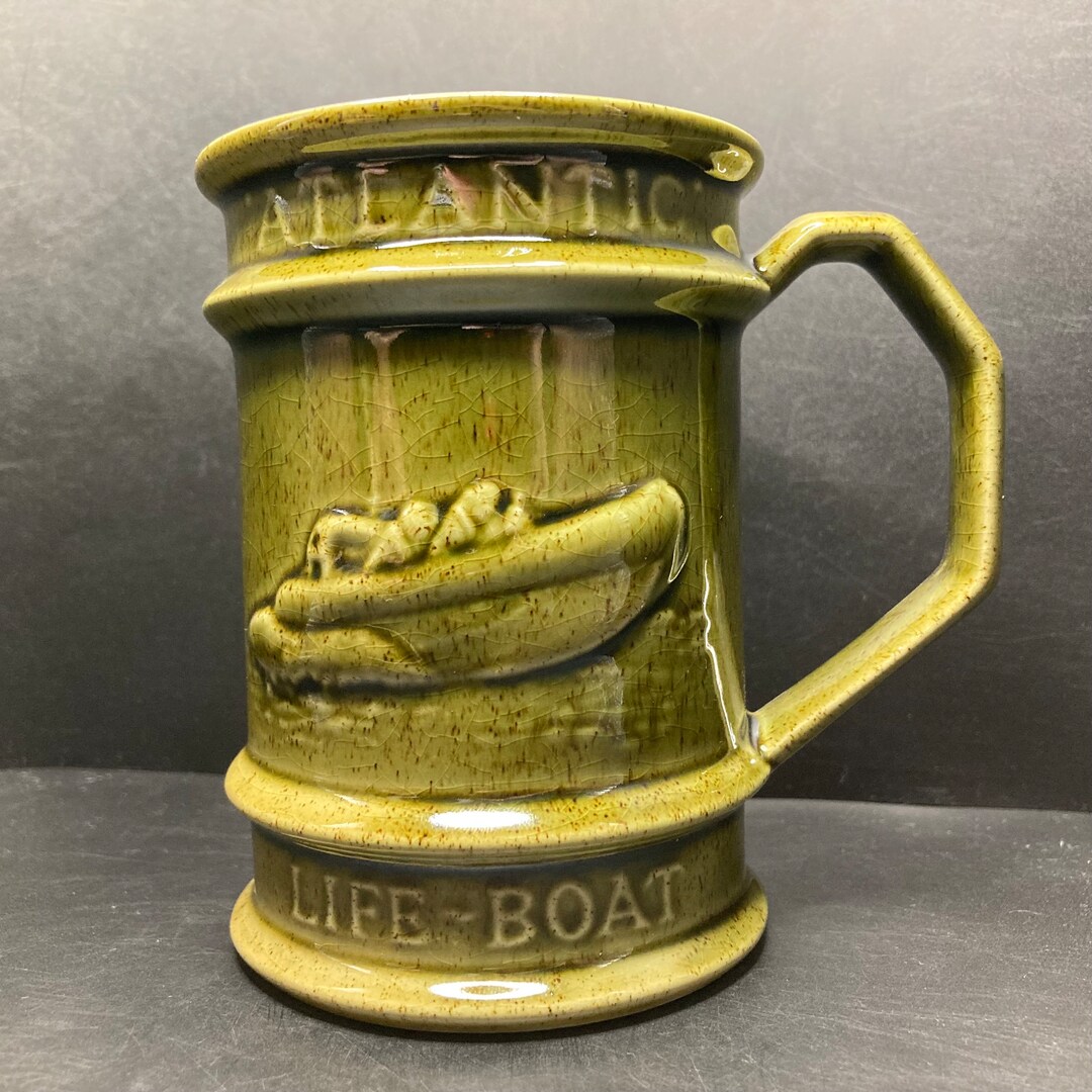Vintage Holkham RNLI Atlantic Life-boat Service Embossed Green Ceramic ...