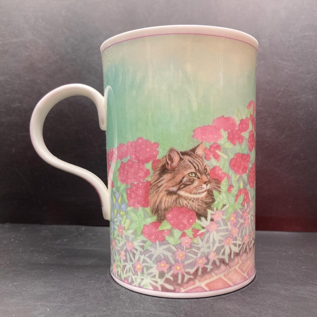 Vintage Wren Giftware Floral Cats Fine Bone China Mug Jenny Quinn Made ...
