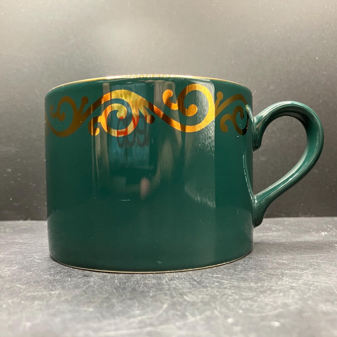 Vintage Hornsea Pottery Venetian Scroll Gold on Green Ceramic Mug/cup ...