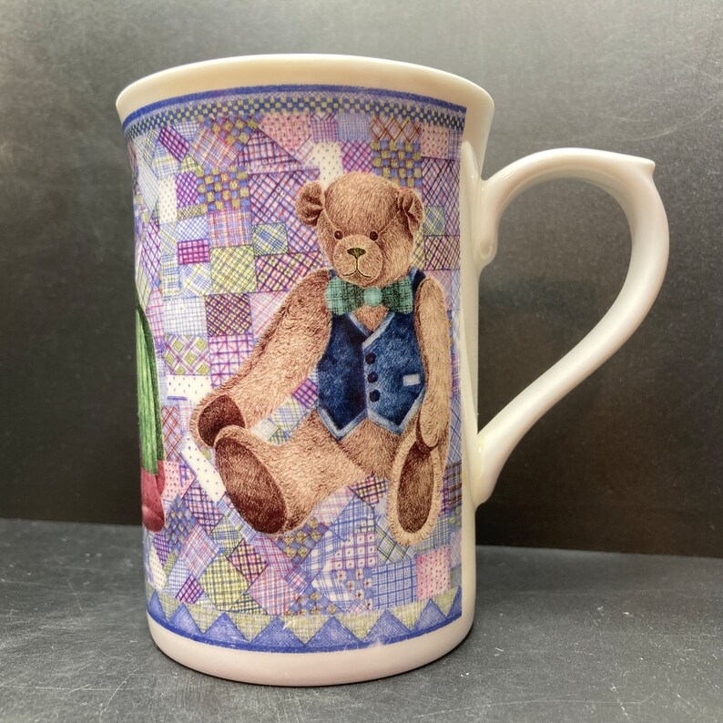 Vintage Kingsbury Patchwork Teddies Fine Bone China Mug Staffordshire ...