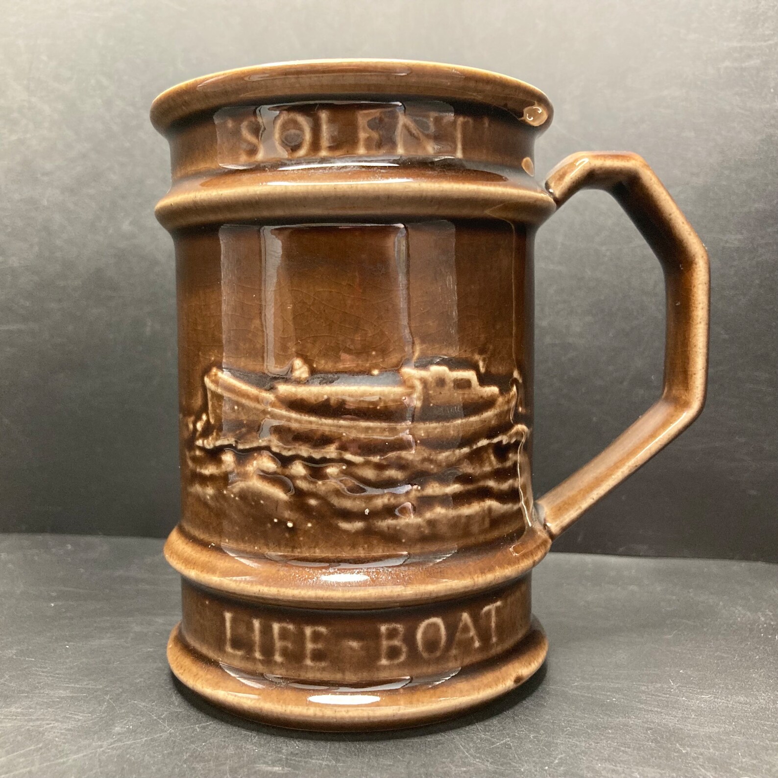 Vintage Holkham RNLI Solent Life-boat Service Contoured Brown Ceramic ...