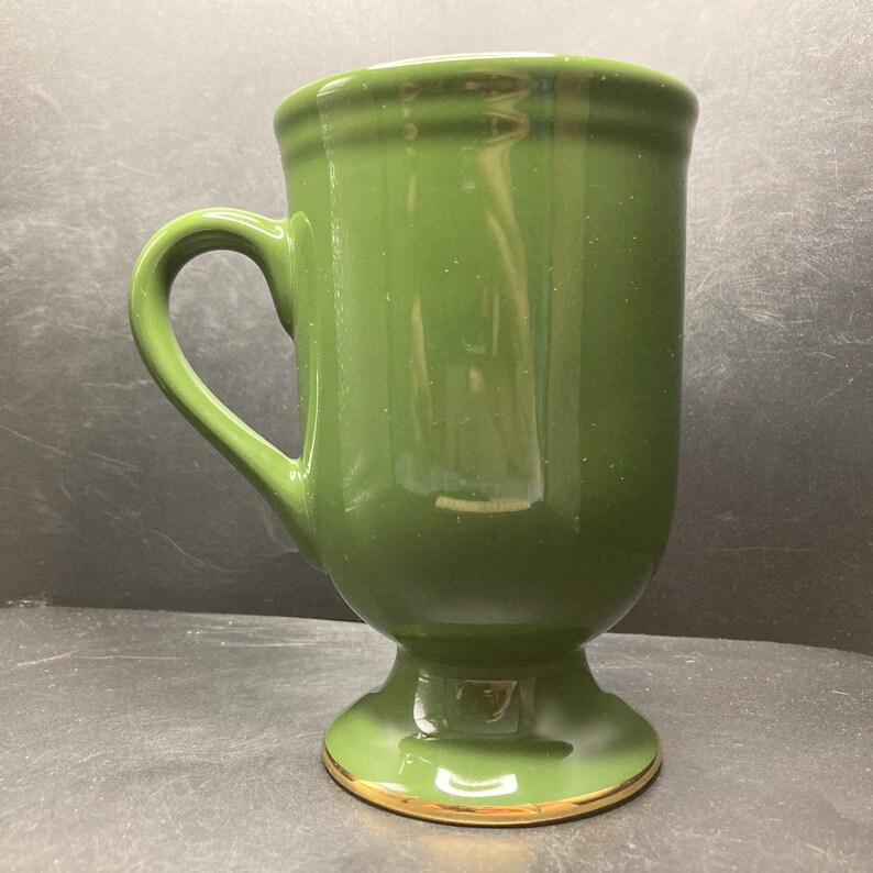Vintage Harrods of Knightsbridge London Dark Green Footed Ceramic Mug ...