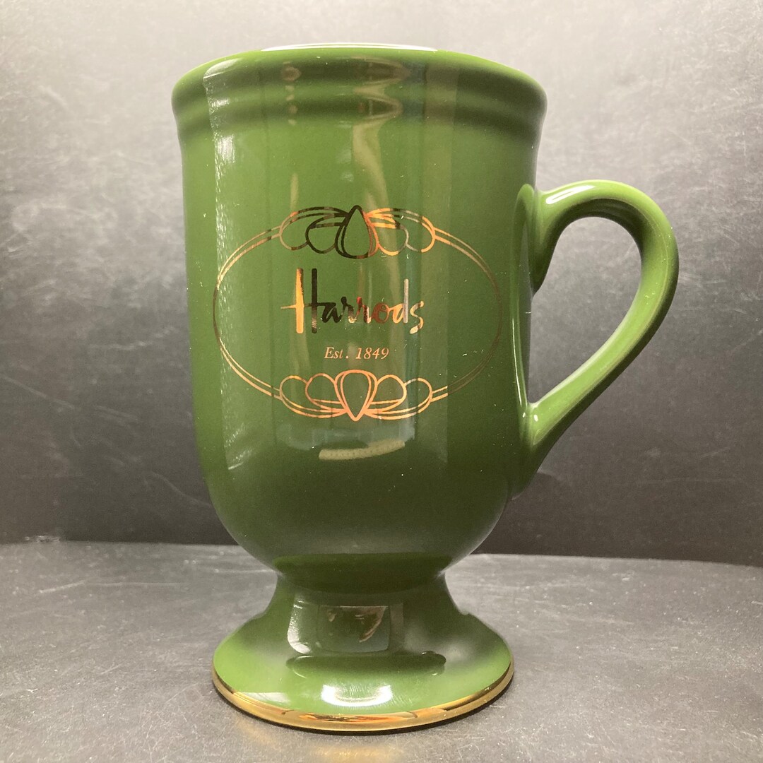 Vintage Harrods of Knightsbridge London Dark Green Footed Ceramic Mug ...