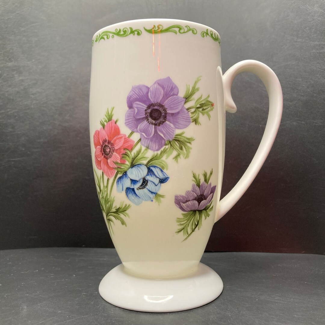 Vintage Hudson Middleton Anemone? Floral Tall Slim Fine Bone China Mug ...