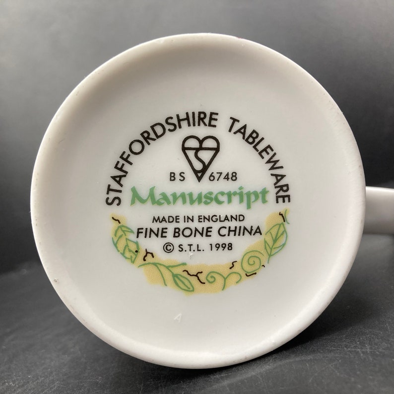 Vintage 1998 Manuscript Apple Fine Bone China Mug Staffordshire ...