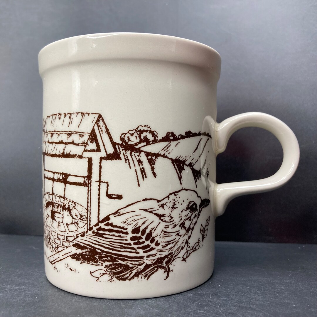 Vintage Kilncraft Farm Scene With Well and Bird Ceramic Mug Made in ...