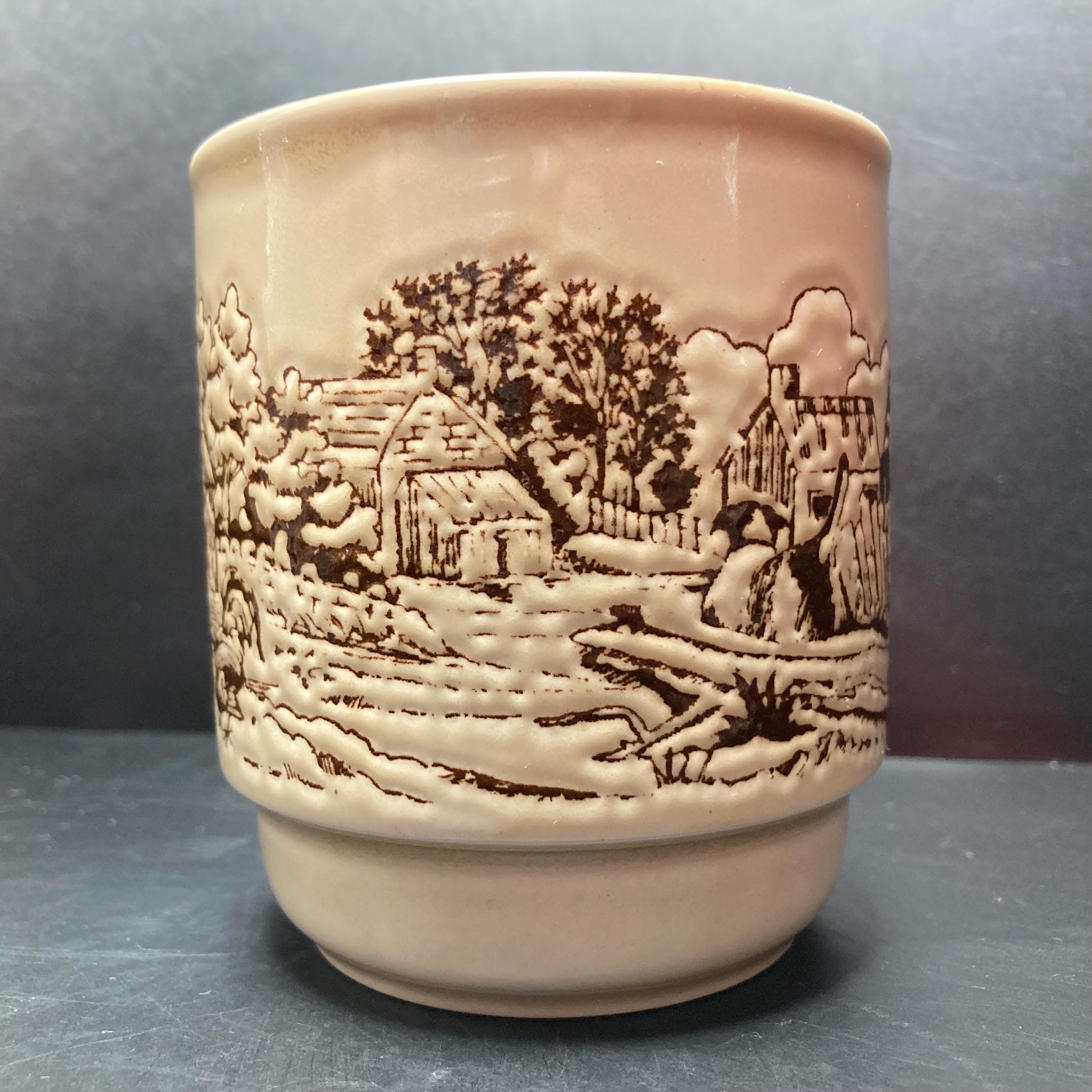 Vintage Kiln Craft Farmyard Scene With Dog & Chickens Embossed ...
