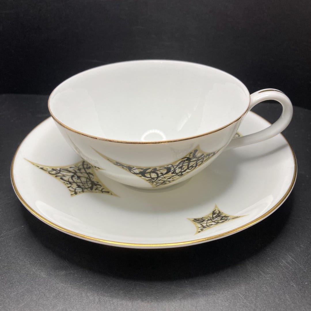 Vintage Noritake Nippon Toki Kaisha White and Brown Bone China Tea Cup ...