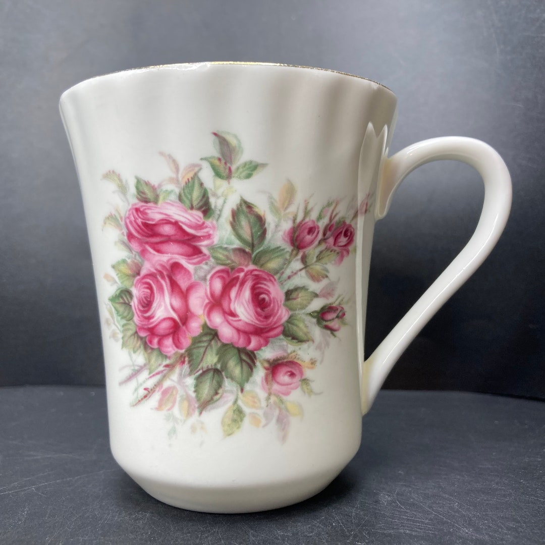 Vintage Queensway Pink Roses Fine Bone China Mug Biltons Housewares Ltd ...