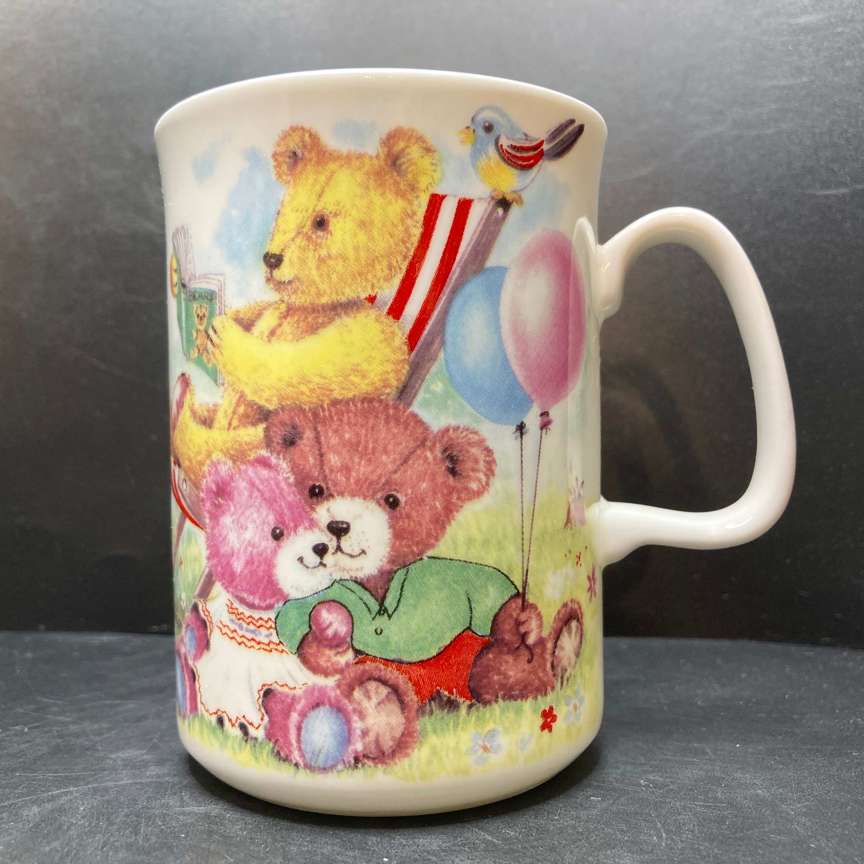 Vintage Ashley Teddy Bear Garden Party Scene Fine Bone China Mug Made ...