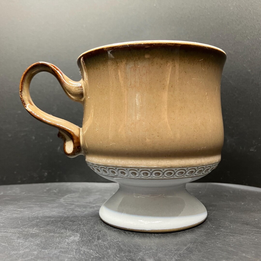 Vintage Denby Seville Brown & Beige Embossed Stoneware Footed Cup/mug ...