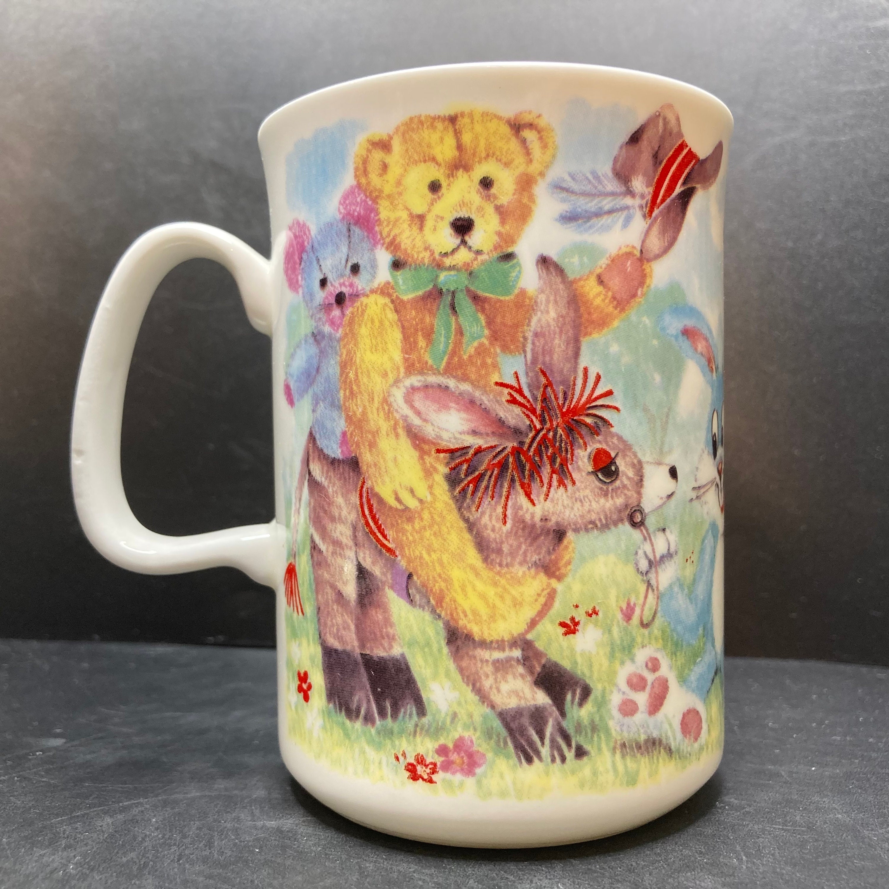 Vintage Ashley Teddy Bear Garden Party Scene Fine Bone China Mug Made ...