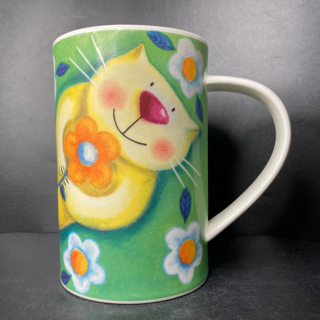 Vintage Dunoon Moggs Cat and Flower Stoneware Mug Jo Parry Made in ...