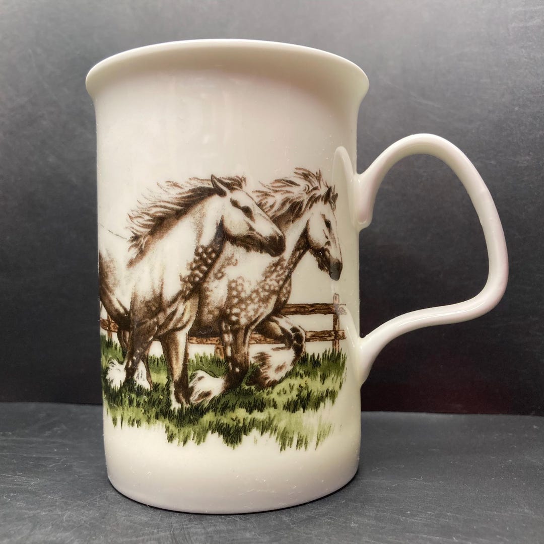Vintage 1991 Roy Kirkham Shire Horses English Bone China Made in ...