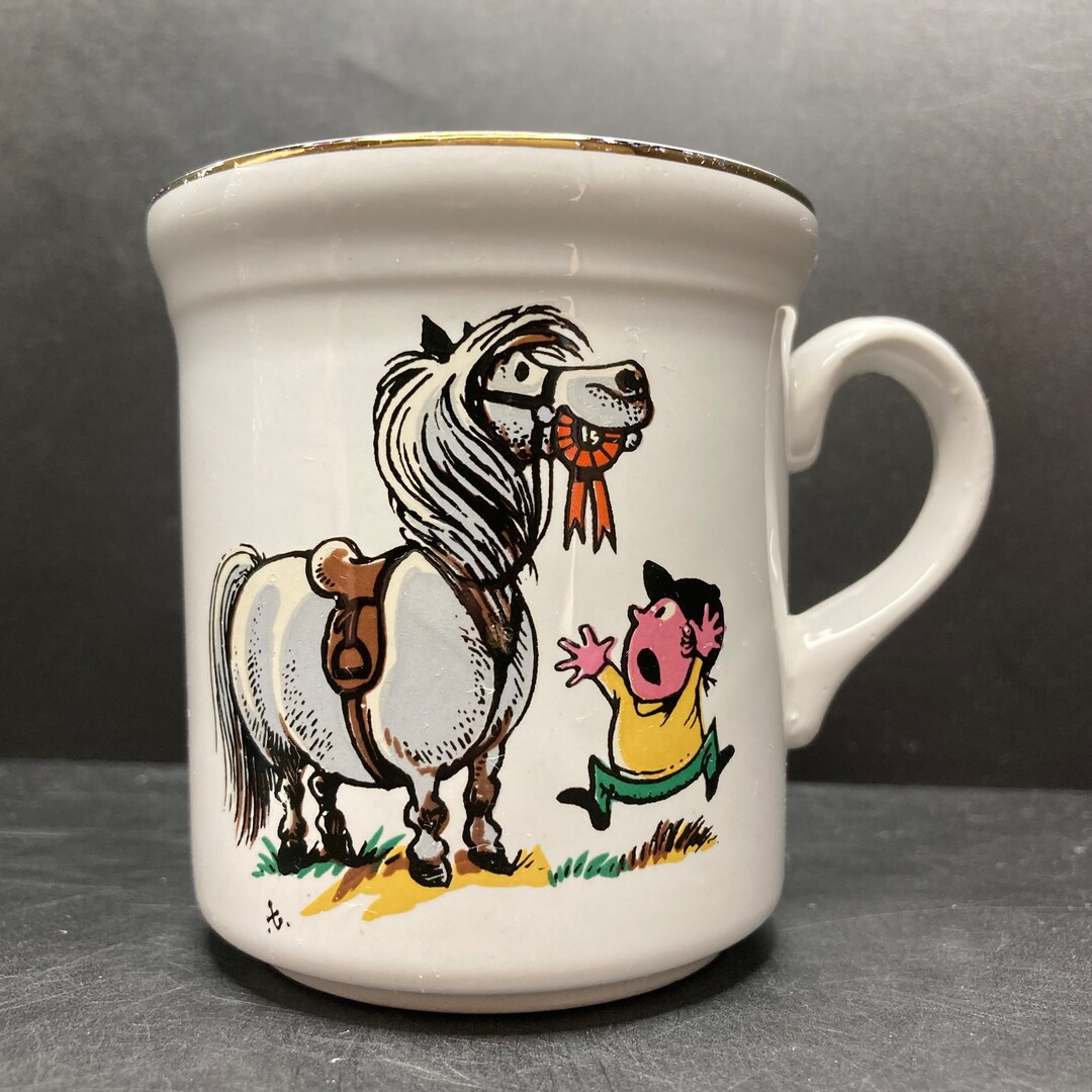 Vintage Thelwell Small Ceramic Mug With Gilt-trim Horse Eating Rosette ...