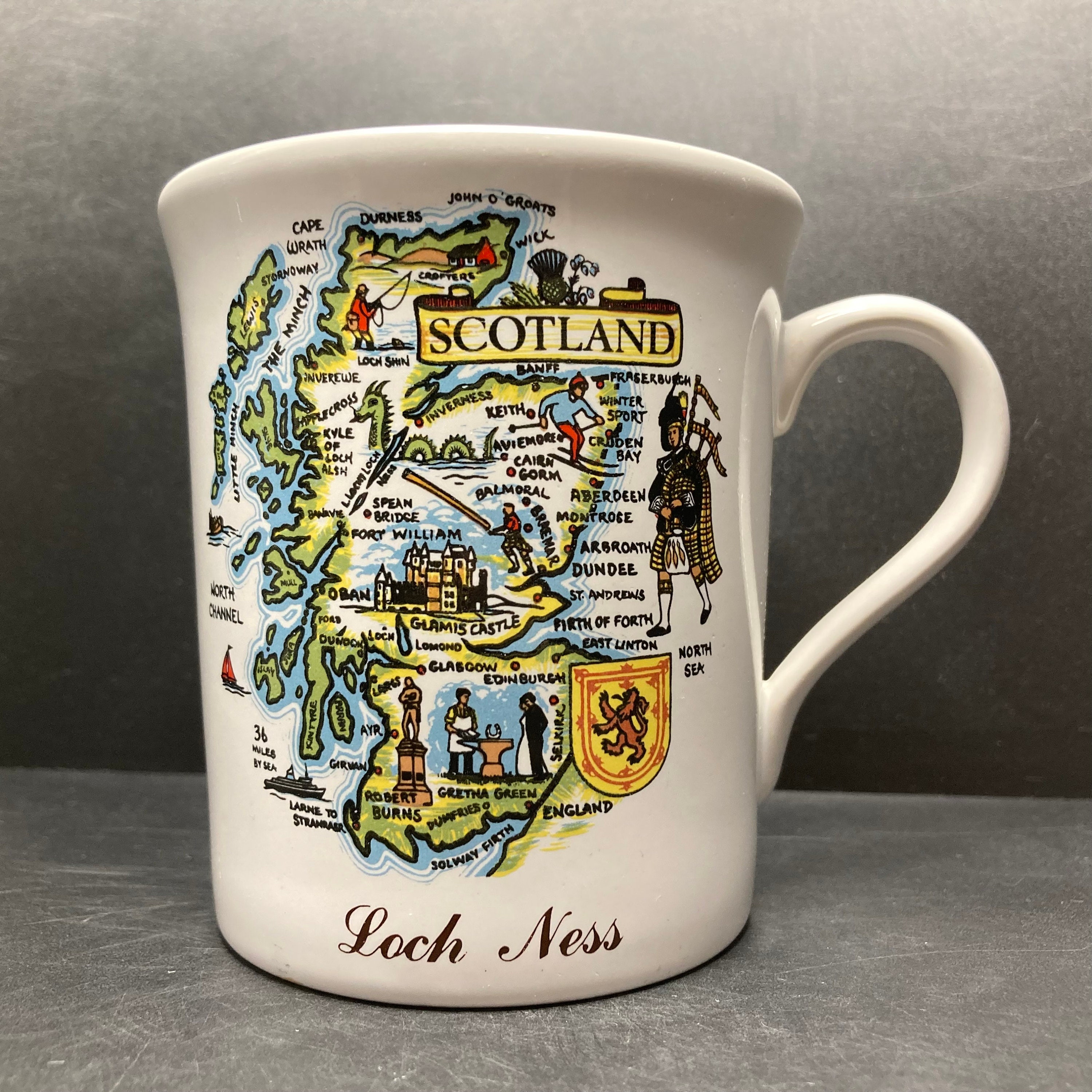 Vintage Loch Ness Scotland Map & Piper Ceramic Mug - Etsy