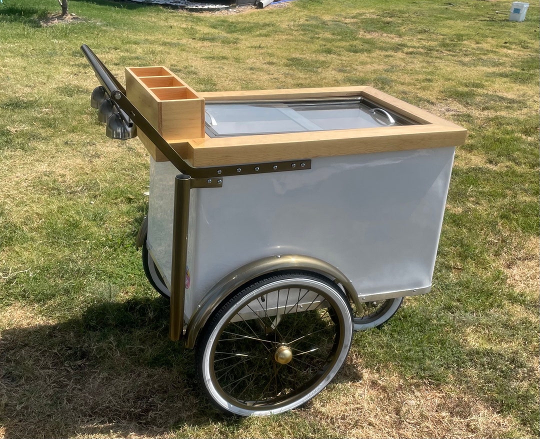 Icecream Cart (stock) With Sliding Door Wood Topping, Port Umbrella ...