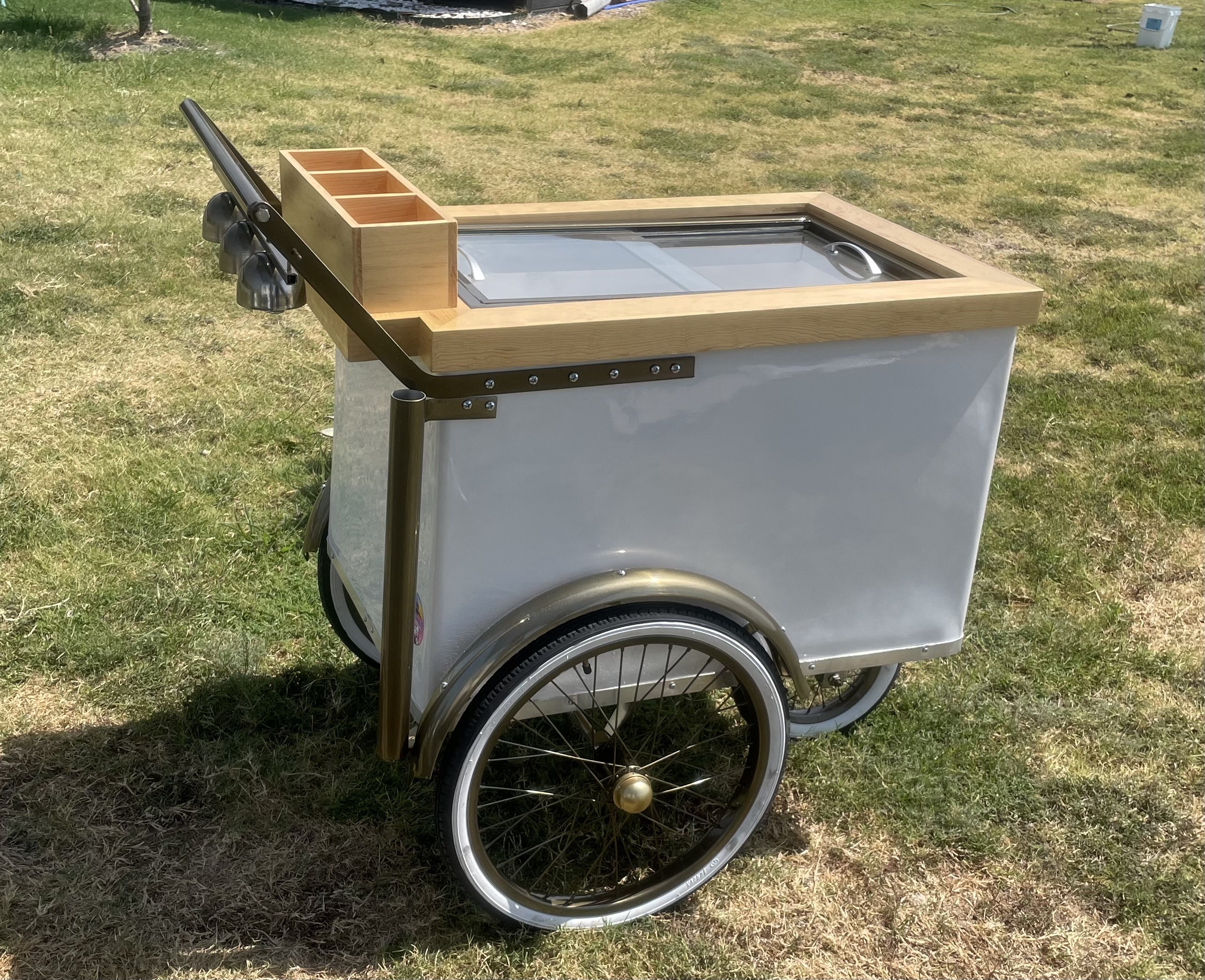 Icecream Cart (stock) With Sliding Door Wood Topping, Port Umbrella ...