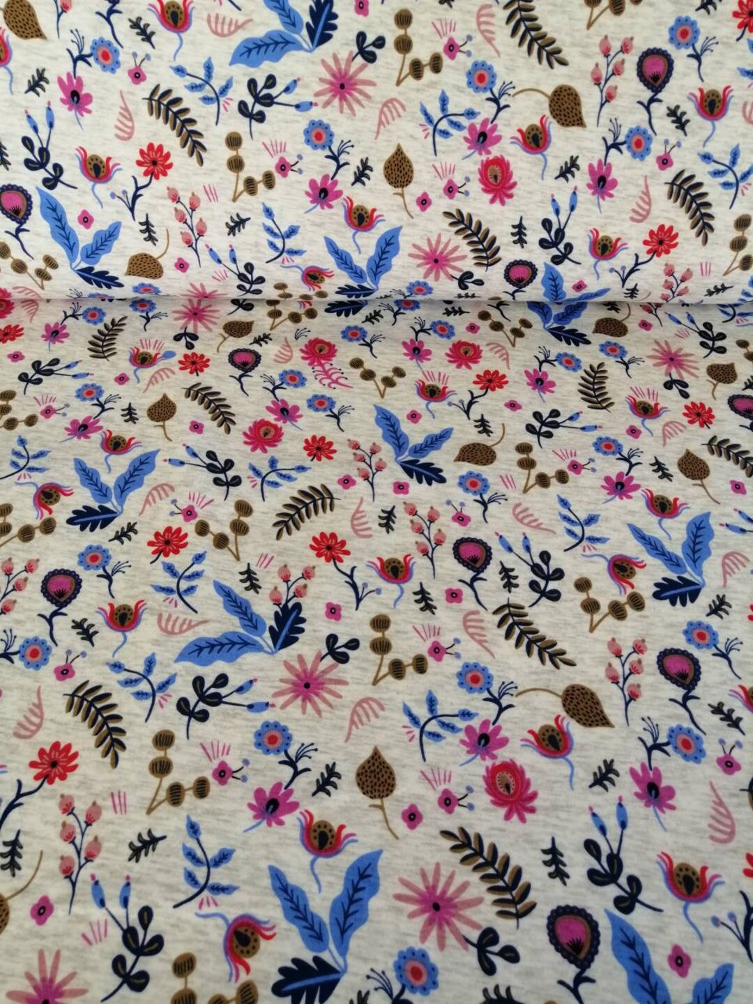 Alpine Fleece Flowers Flowers Mottled Gray Blue Pink Miss by Julie ...