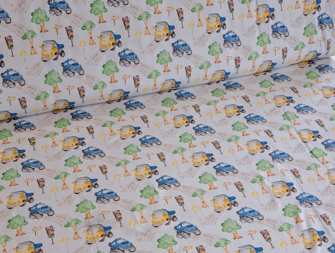 Cotton Jersey Cars Tipper Traffic Light Miss by Julie - Etsy