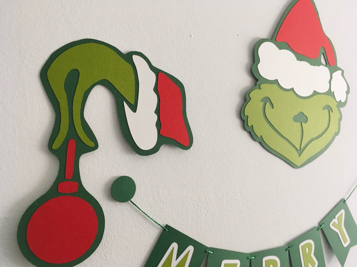 Merry Grinchmas Banner Grinch Decor Wall Decoration - Etsy