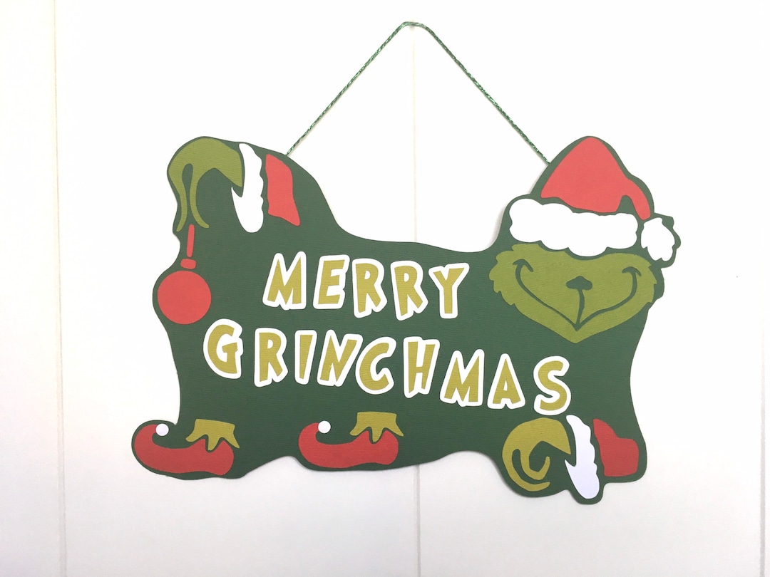 Christmas Sign, Merry Grinchmas Sign, Grinch Door Decoration, Wall ...