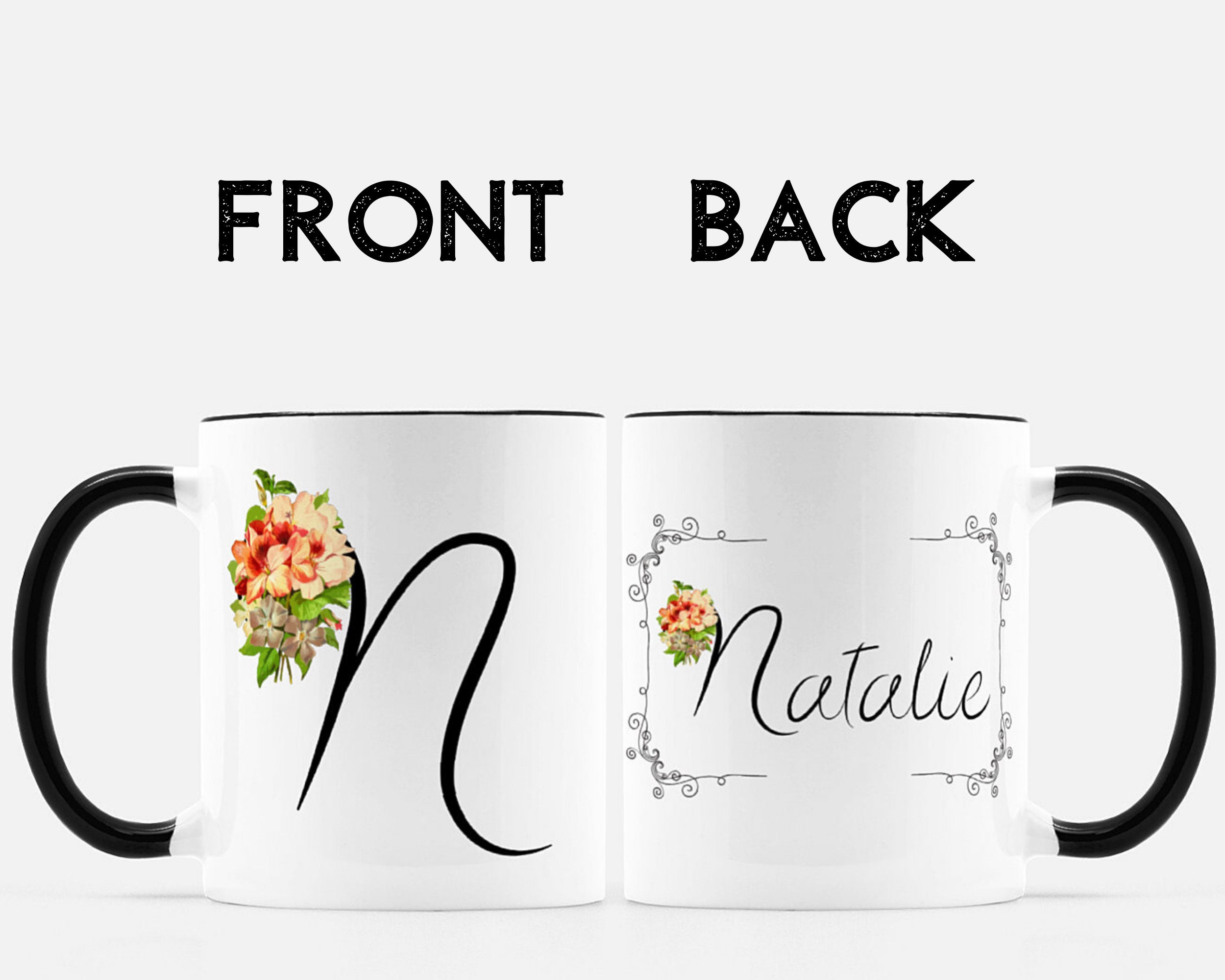 Taza Inicial Taza De Nombre Taza Personalizada Taza De Etsy