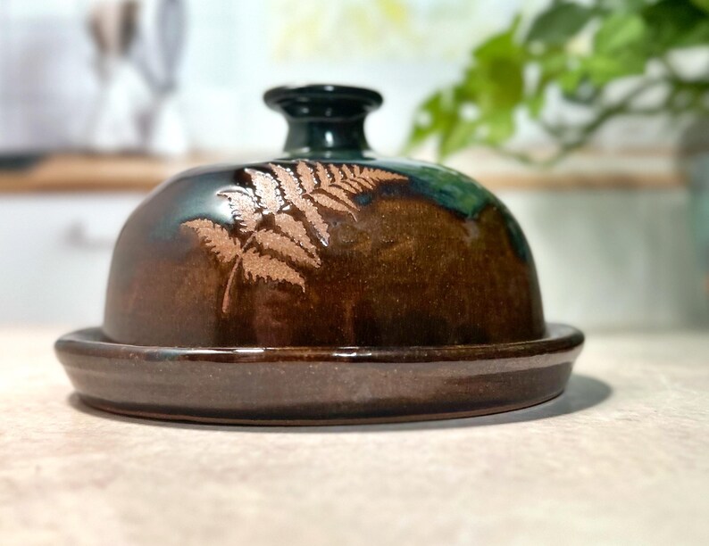 Fern Design Wheel Thrown Stoneware Cheese & Butter Dish - Etsy