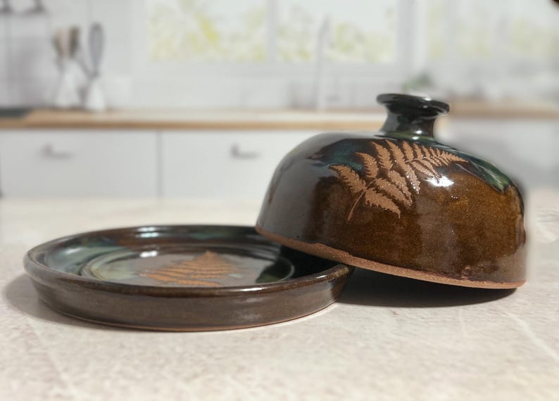 Fern Design Wheel Thrown Stoneware Cheese & Butter Dish - Etsy