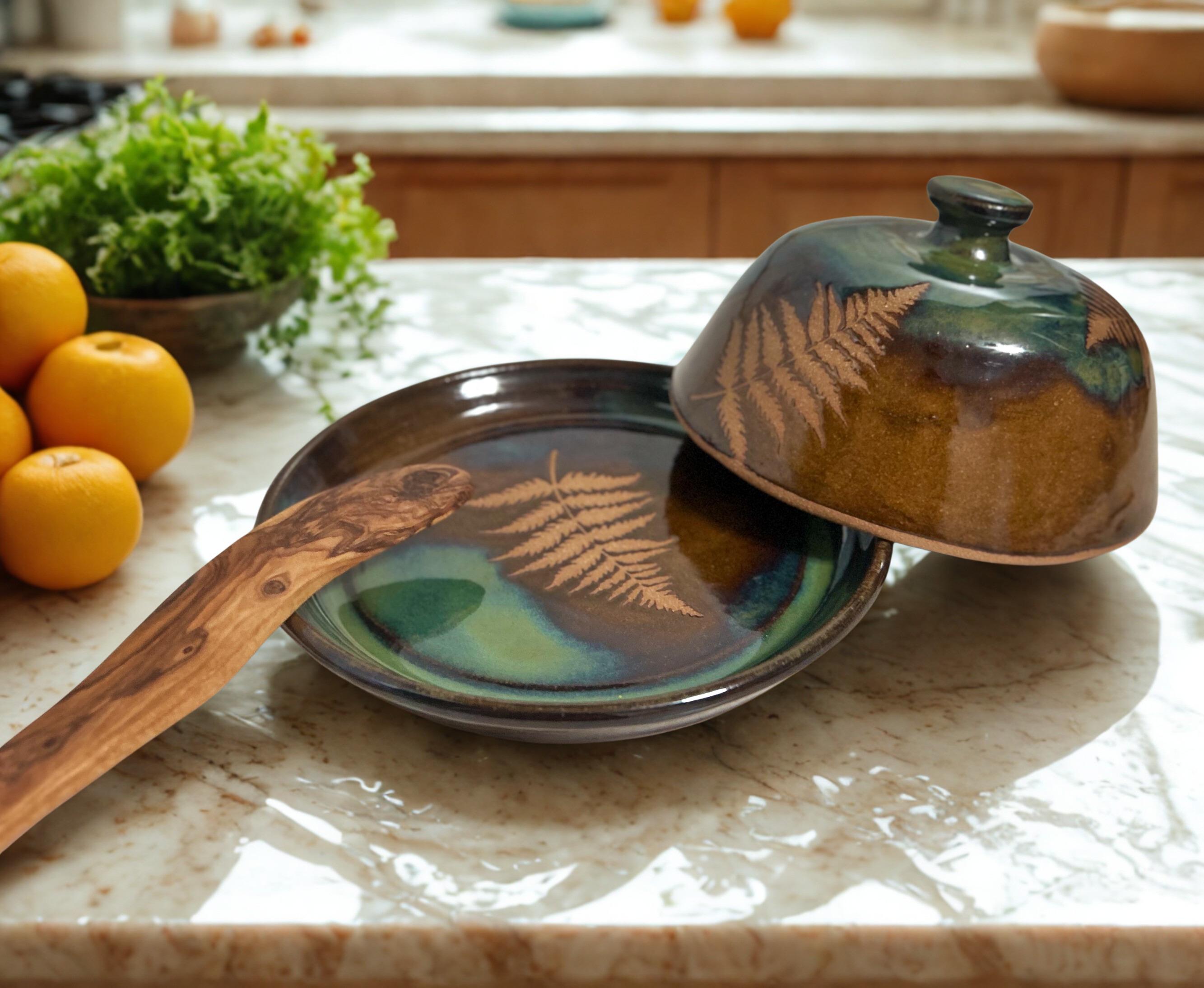 Fern Design Wheel Thrown Stoneware Cheese & Butter Dish - Etsy