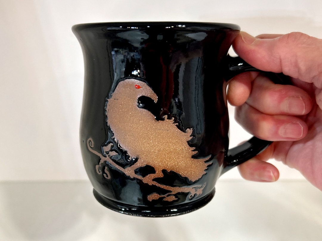 Wheel Thrown Raven Pottery Mug: Halloween Stoneware Cup - Etsy
