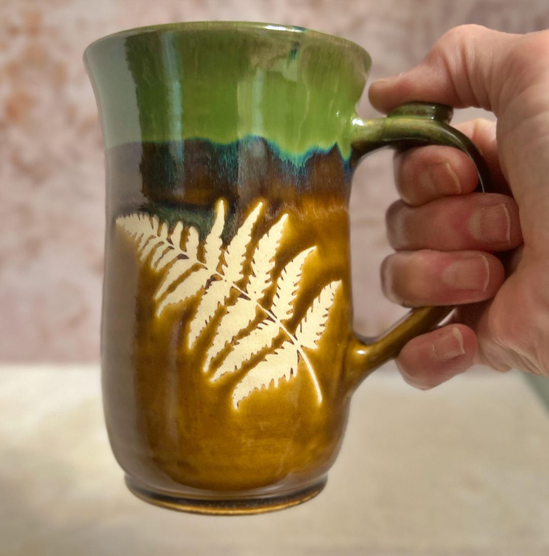 Rustic Fern Stoneware Coffee Mug - Woodland Nature Pottery Gift - Etsy