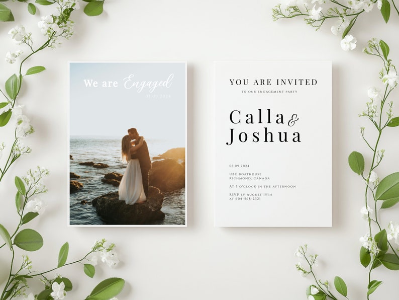 Engagement Invitation Template, Modern Engagement Announcement, Custom ...