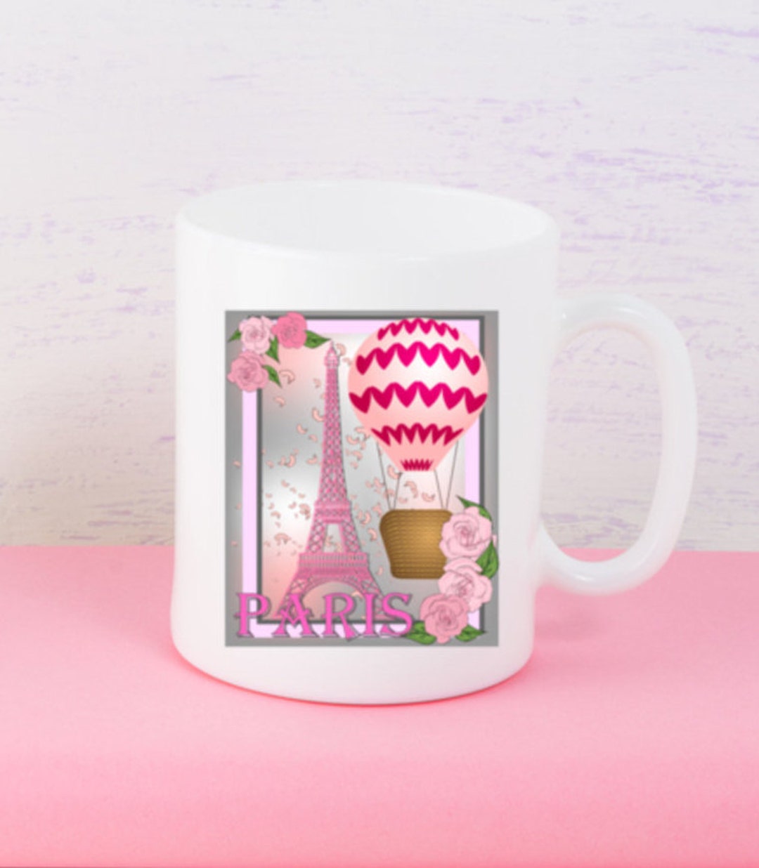Eiffel Tower Coffee Mug, Pink Balloon Mug, Paris Coffee Mug,chic Paris ...