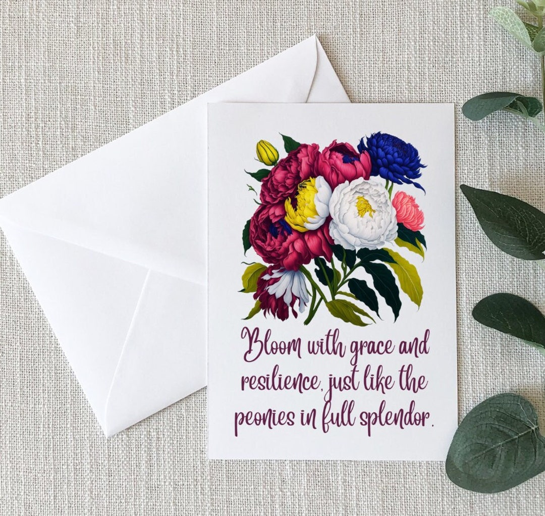 Peonies Bouquet of Flowers, Peonies Quote,blank Greeting Cards,flowers ...