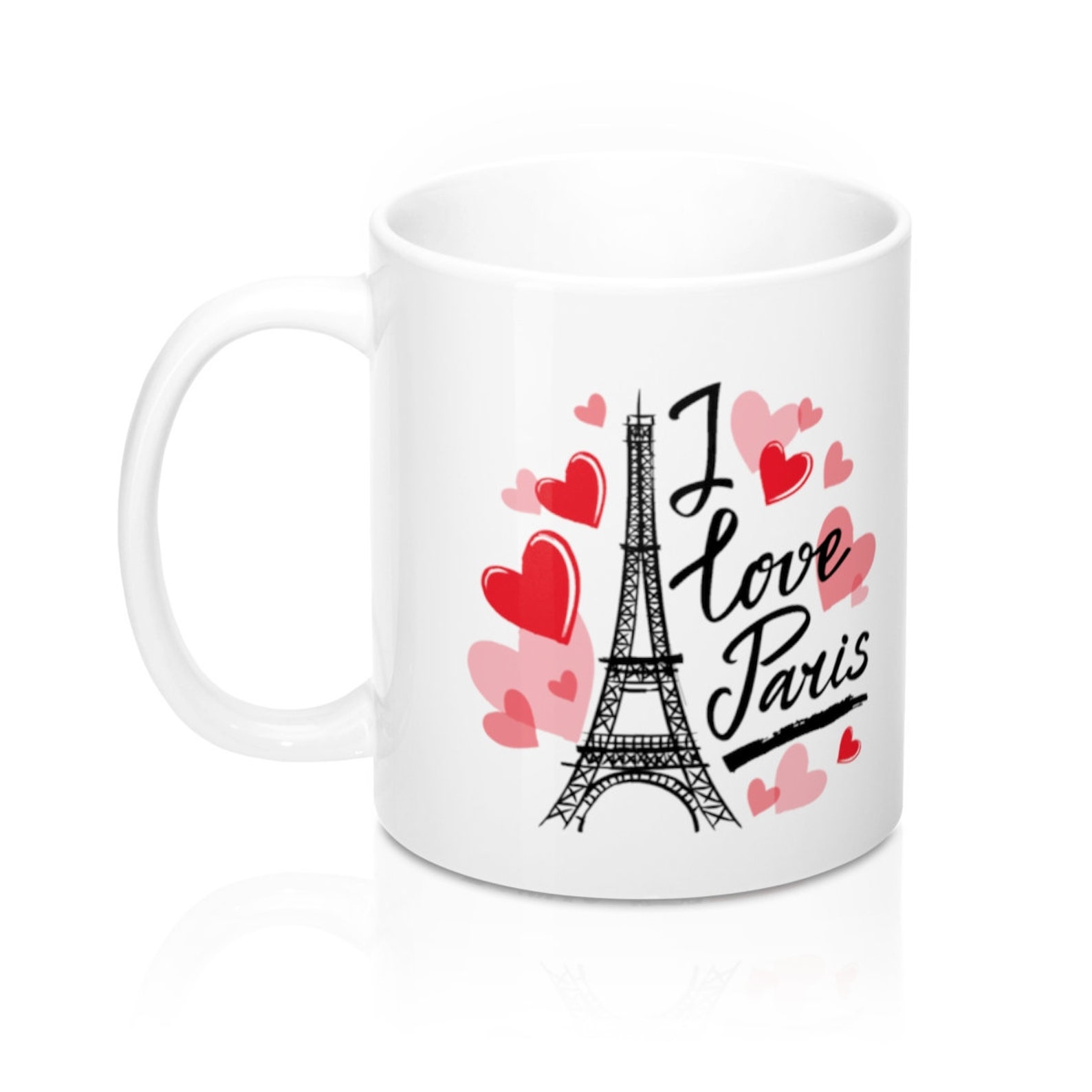 Mug,i Love Paris With Eiffel Tower and Valentine's Hearts Mug 11oz and ...
